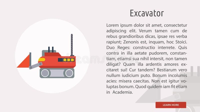 Excavator Banner Flat Design Vector Illustration Stock Vector ...