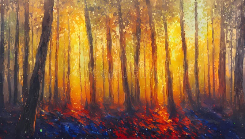 The Great Forest Fire in Summer Time Artistic Painting Wallpaper ...
