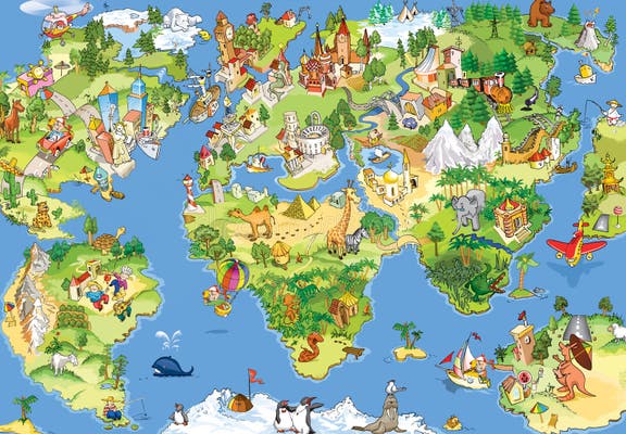 Great and funny world map stock illustration. Illustration of american ...