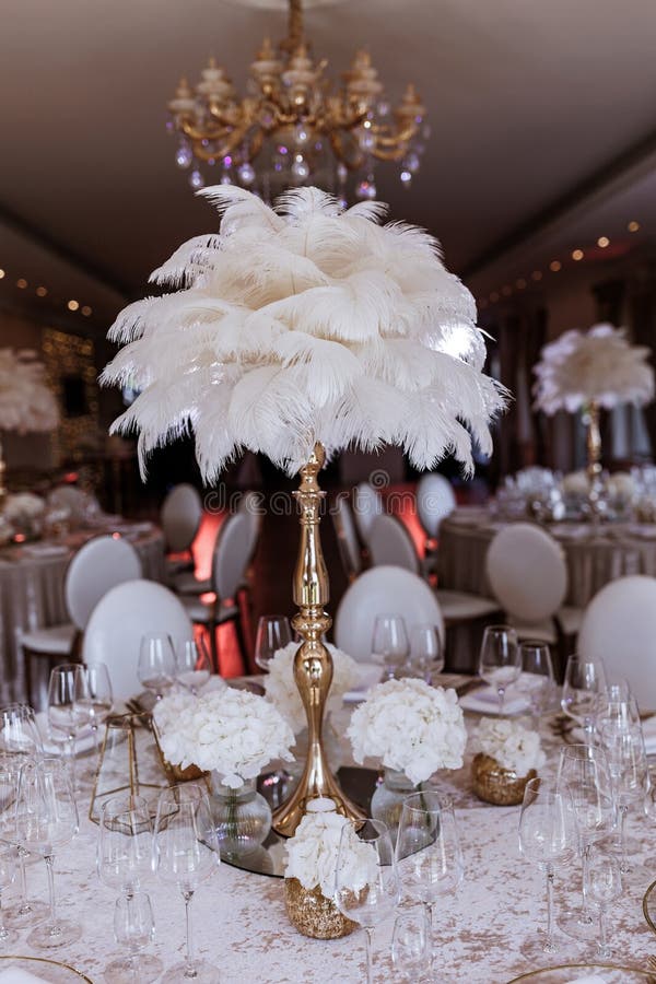 Ostrich Feather Wedding Centerpiece Stock Image - Image of celebration ...