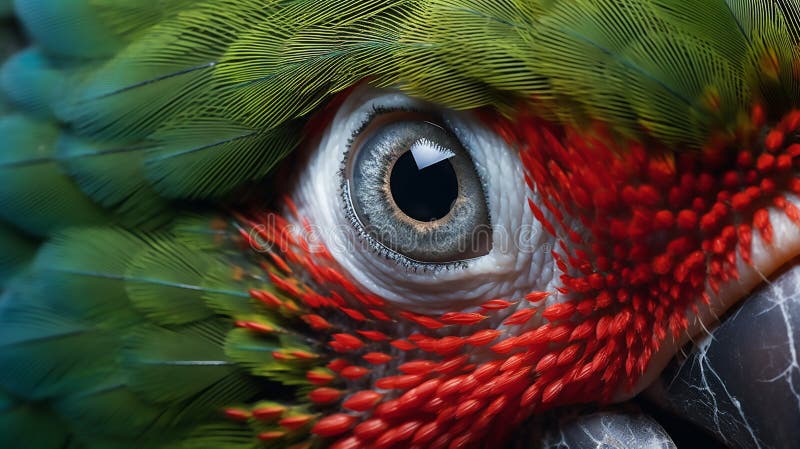 Great Green Macaw S Parrot Close Up Eye Stock Illustration ...