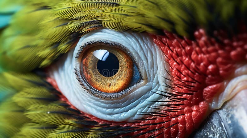 Great Green Macaw S Parrot Close Up Eye Stock Illustration ...