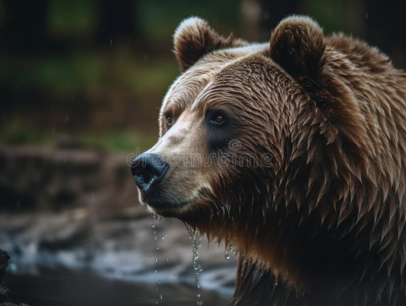 Great Grizzly Bear in the Wild Stock Illustration - Illustration of ...