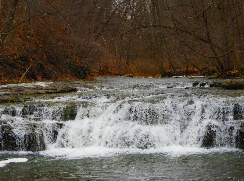 Great Gully Creek Lower Waterfall during Late Fingerlakes Winter Stock ...