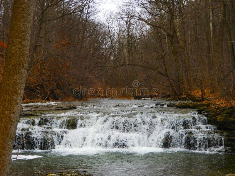 Great Gully Creek FingerLakes Falls in Late Winter Season Stock Photo ...