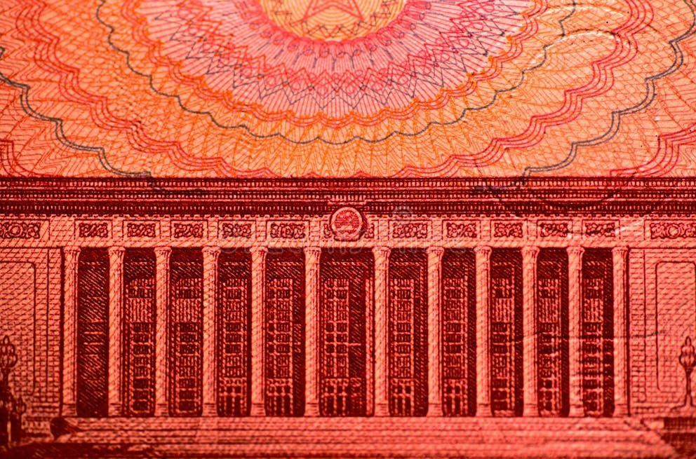 Great Hall of the People on the Reverse Side of a 100 RMB Note Stock ...