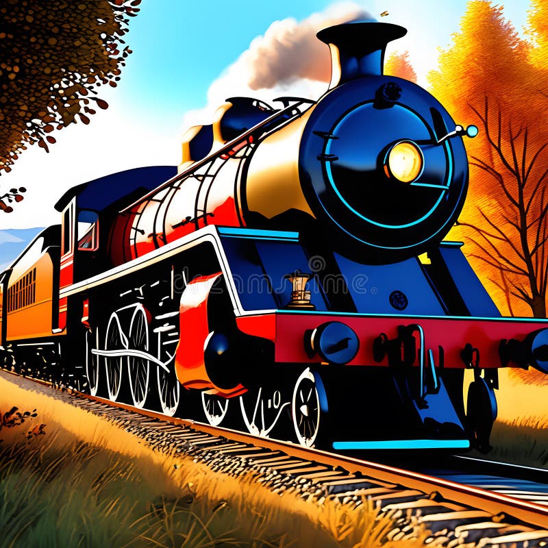 Steam Locomotive, AI-Generatet Stock Illustration - Illustration of ... Steam Locomotive, AI-Generatet Stock Illustration - Illustration of ...