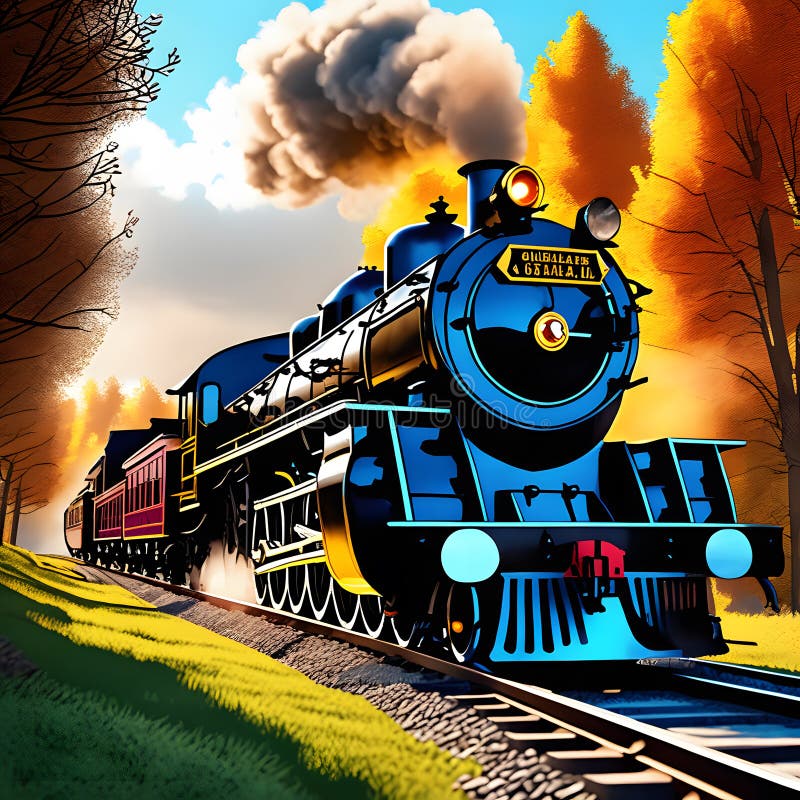 Steam Locomotive, AI-Generatet Stock Illustration - Illustration of ... Steam Locomotive, AI-Generatet Stock Illustration - Illustration of ...