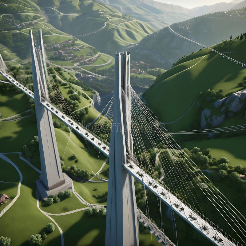 Great Highway Bridge, Ai-generatet Stock Illustration - Illustration of ...