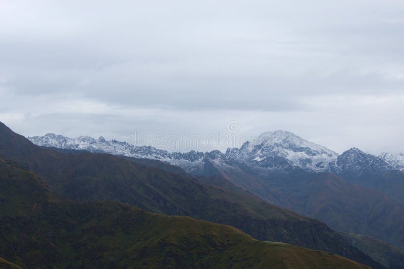 Lower Himalayan Mountain Range with Snow and Clouds Stock Photo - Image ...