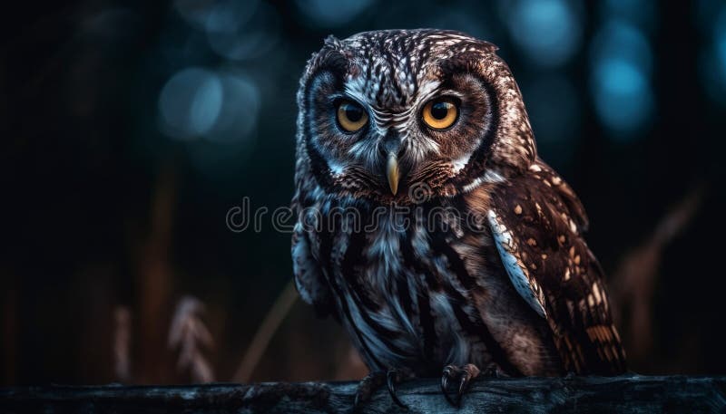Great Horned Owl Perching on Tree Branch Generated by AI Stock ... Great Horned Owl Perching on Tree Branch Generated by AI Stock ...