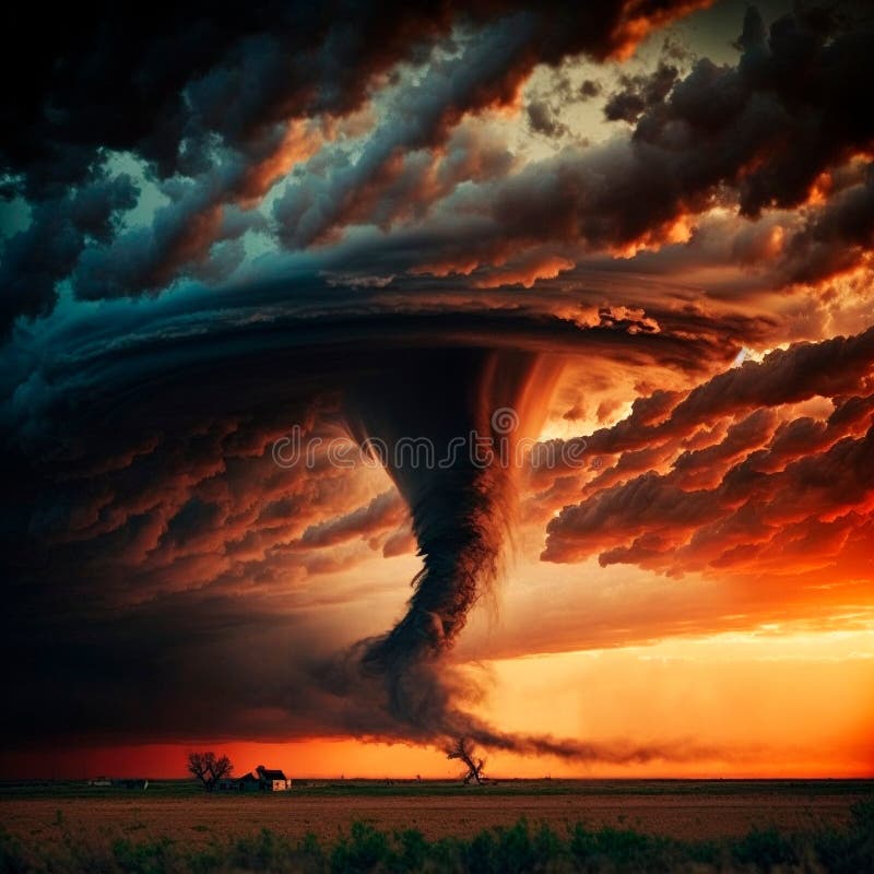 A Great and Huge Tornado Spawned in the Field. Dramatic and Strong ...