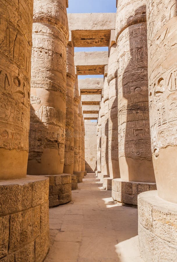 Great Hypostyle Hall and Clouds at the Temples of Karnak Stock Image ...