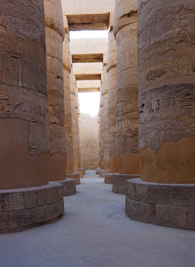Great Hypostyle Hall and Clouds at the Temples of Karnak Stock Image ...