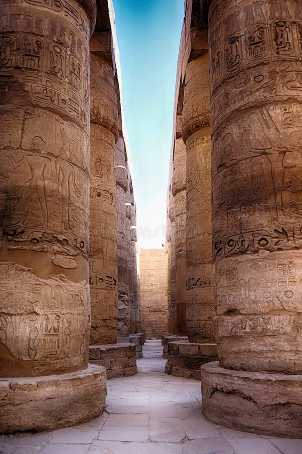 Great Hypostyle Hall and Clouds at the Temples of Karnak Stock Photo ...
