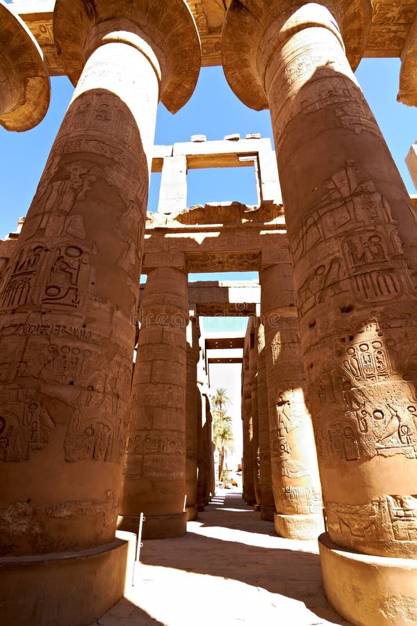 Great Hypostyle Hall with Giant Lotus Columns Stock Photo - Image of ...