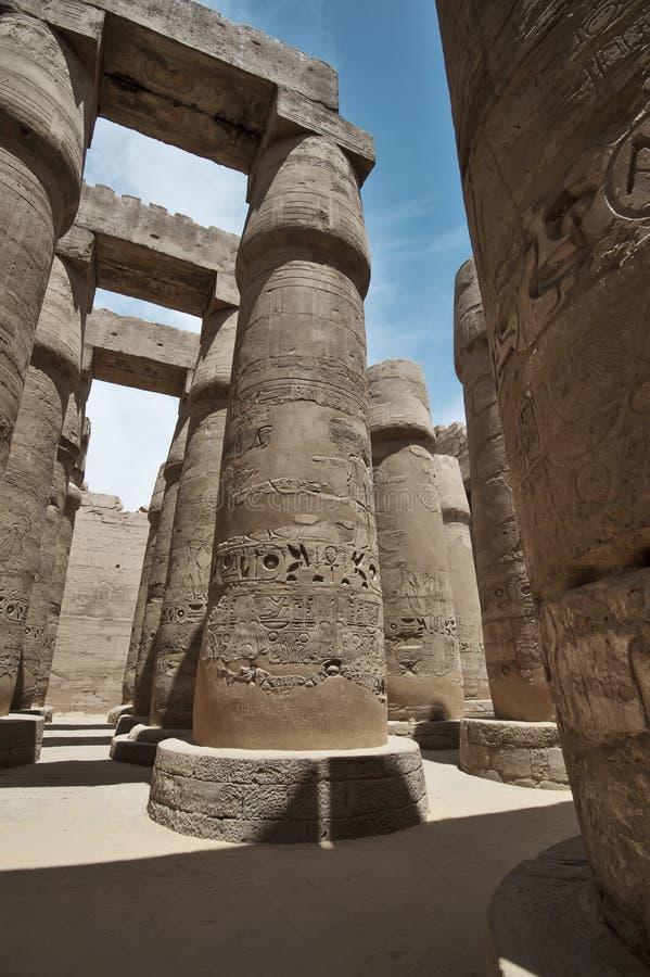 The Great Hypostyle Hall of the Temple of Karnak. Luxor, Egypt. Stock ...