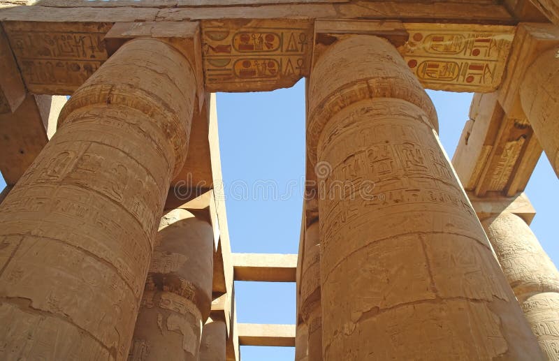 Great Hypostyle Hall at the Temples of Karnak Stock Image - Image of ...