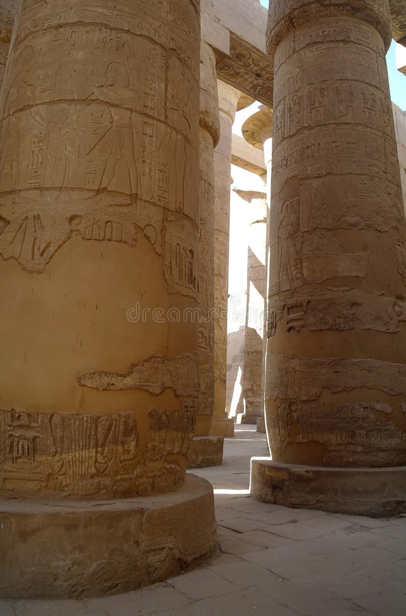 Great Hypostyle Hall at the Temples of Karnak Stock Photo - Image of ...
