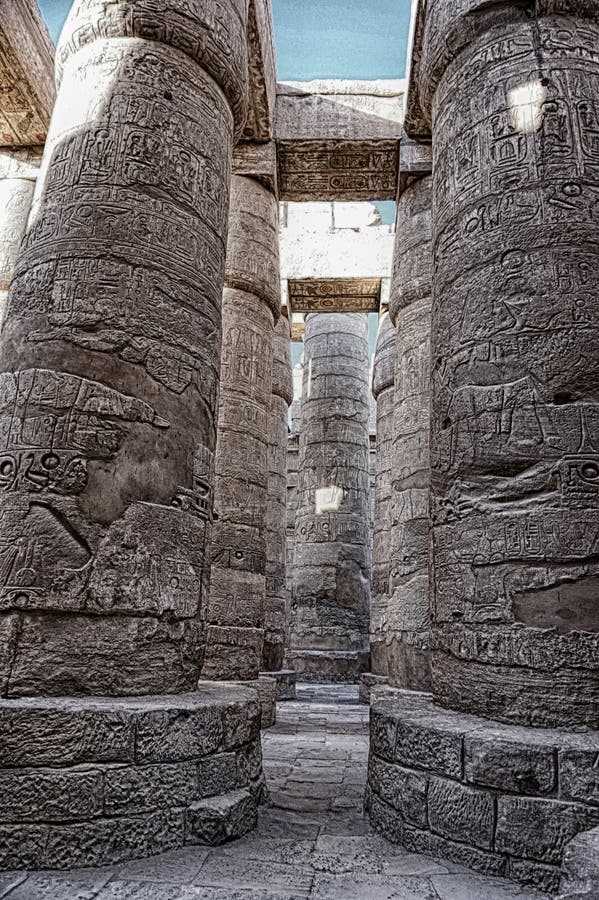 Great Hypostyle Hall at the Temples of Karnak Stock Photo - Image of ...