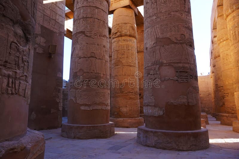 Great Hypostyle Hall at the Temples of Karnak Stock Image - Image of ...