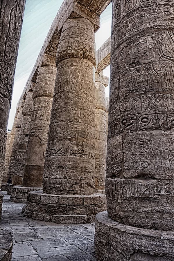 Great Hypostyle Hall at the Temples of Karnak Stock Image - Image of ...