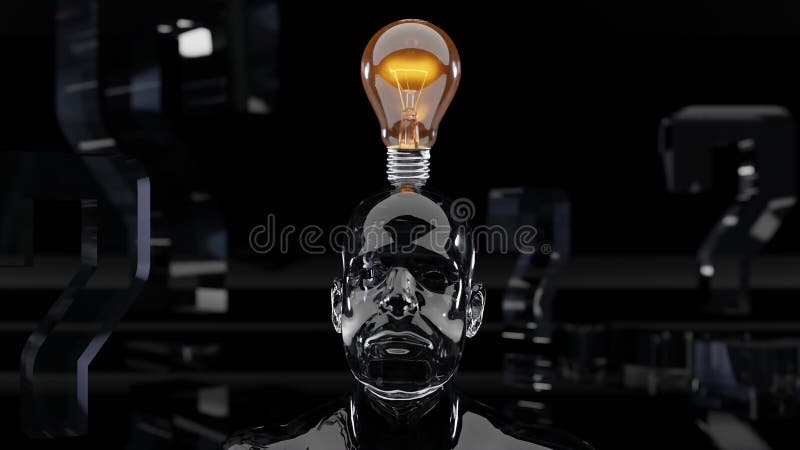 Great Idea. Answer, Human Thinking and Looking for Answer, Light Bulb ...