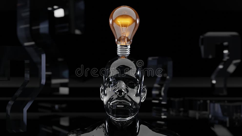 Great Idea. Answer, Human Thinking and Looking for Answer, Light Bulb ...