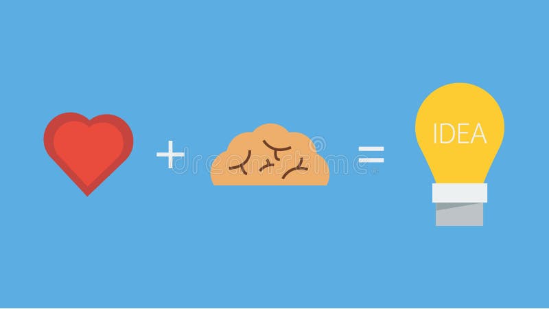 Great Idea, Heart Brain and Light, Icon. Stock Illustration ...