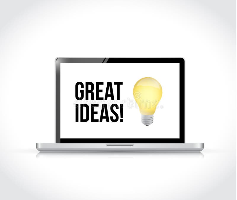 Great Idea Light Bulb Sign on a Computer. Stock Illustration ...
