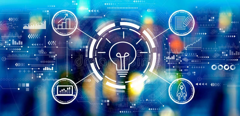 Great Idea for Success Concept with Big City Lights Stock Illustration ...