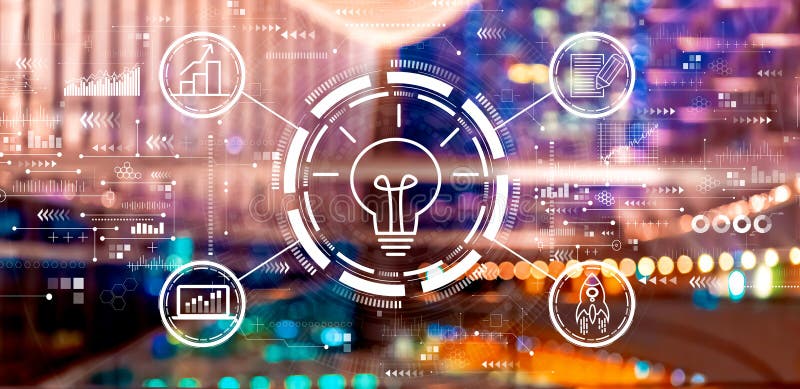 Great Idea for Success Concept with Big City at Night Stock Image ...