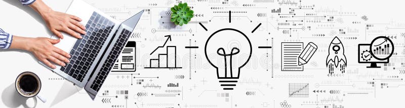 Great Idea for Success Concept with Person Using a Laptop Editorial ...