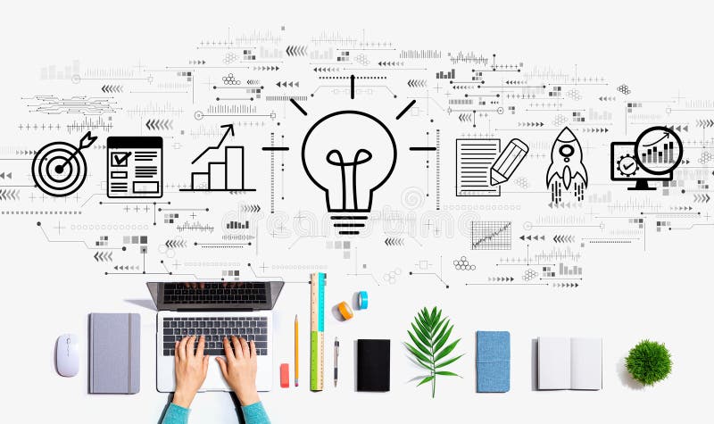 Great Idea for Success Concept with Person Using a Laptop Stock Image ...