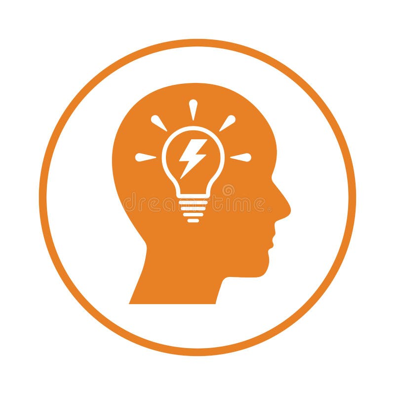 3d Man Thinking and Red Light Bulb Above Stock Illustration ...