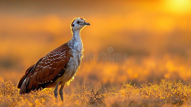 Great Indian Bustard Close-up at Desert National Park Sunset Stock ...