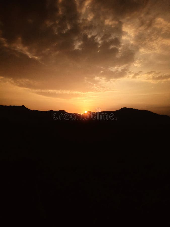 Great Indian Sunset and Mountain Stock Image - Image of grand, forest ...