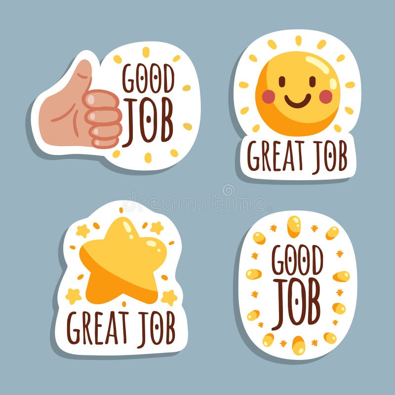 Great Job Stickers Pack Vector Illustration. Stock Vector ...