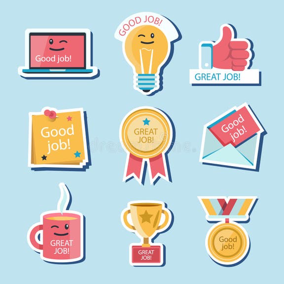 Great Job Stickers Pack Vector Illustration. Stock Vector ...
