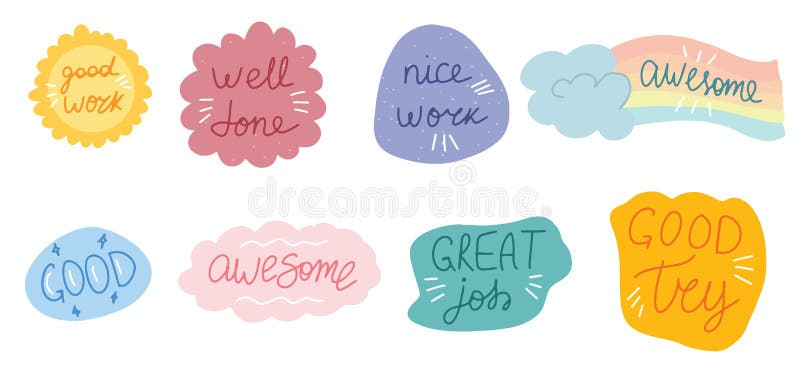 Great Job Stickers Pack Vector Illustration. Stock Vector ...