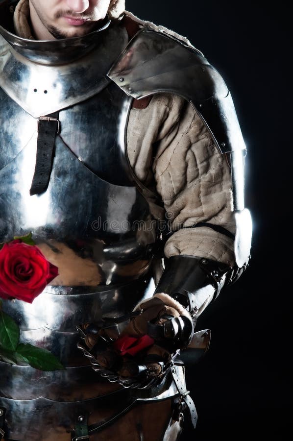Knight Giving a Rose To Lady Stock Photo - Image of dress, history ...
