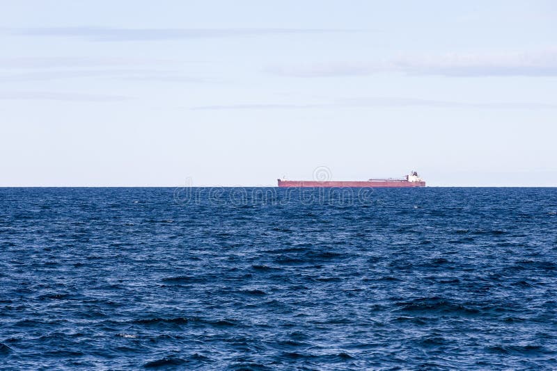 Great Lakes Freighter with Mid Horizon Stock Image - Image of horizon ...