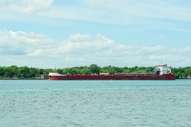 Great Lakes Ship on the St Clair River in Ontario Stock Photo - Image ...