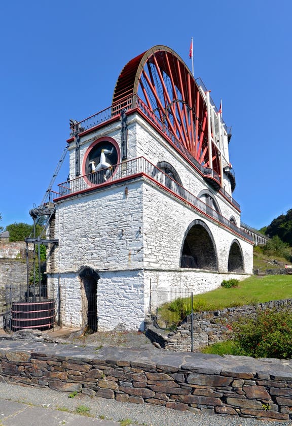The Great Laxey Wheel Front View - Isle of Man Stock Photo - Image of ...