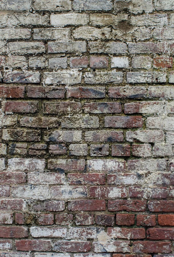 Weathered, Stained Red Brick Wall Stock Image - Image of damp, rough ...