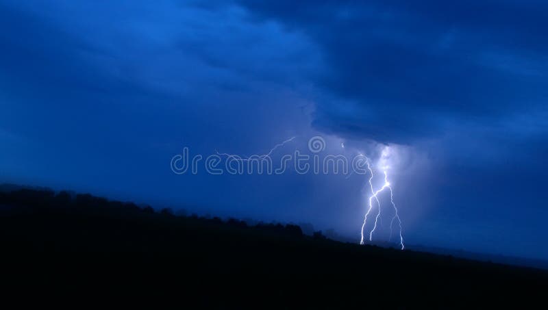 Great Lightning in Blue Sky Stock Photo - Image of blue, horizon: 26514936