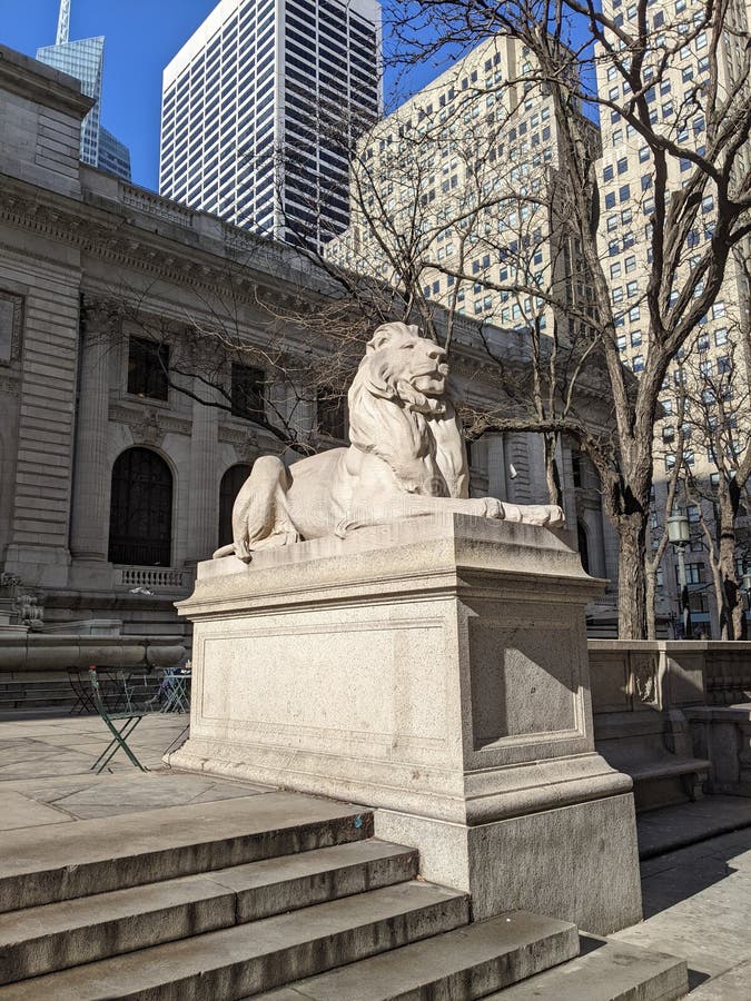 Great Lion in Front of Library Sculpture Stock Image - Image of ...