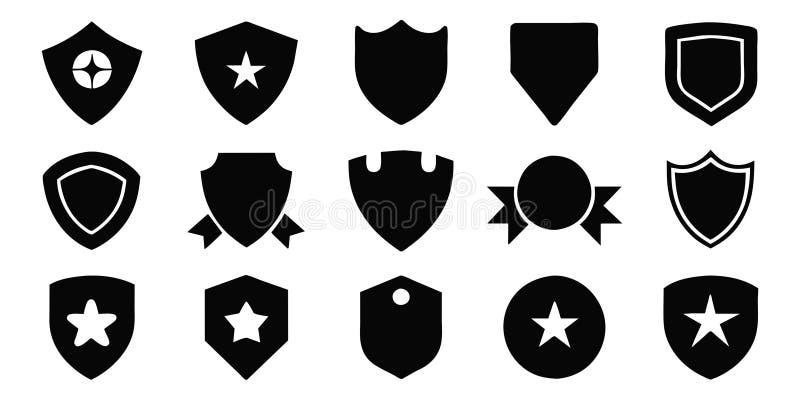 Great Lovely Shield, Badges Vector Art Set. Flat Black Color Stock ... Great Lovely Shield, Badges Vector Art Set. Flat Black Color Stock ...