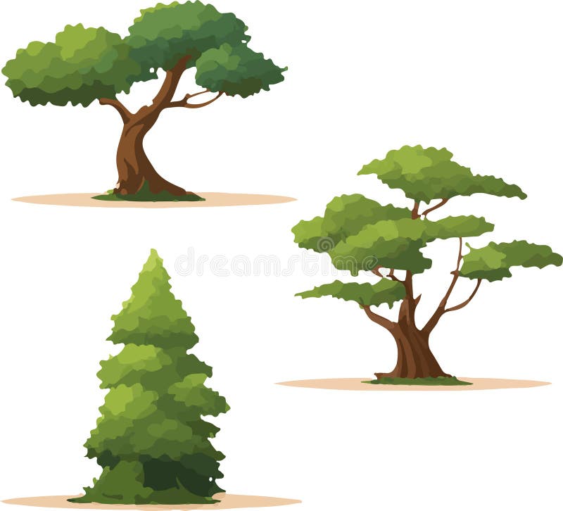 Great and Lovely Trees for Tale Book Vector Set Stock Vector ...