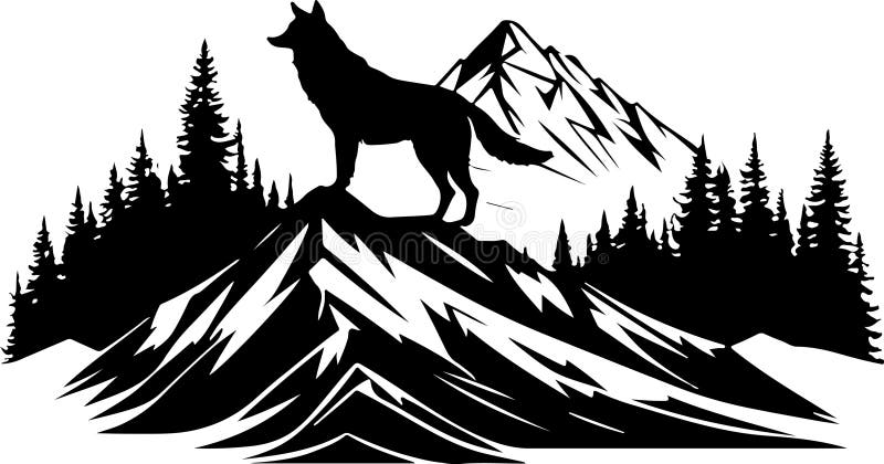 Great and Lovely Wolf Mountain Vector Art Stock Vector - Illustration ...